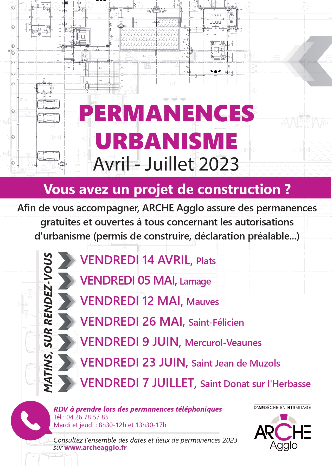 URBANISME : PERMANENCES D’AVRIL- JUILLET 2023 – Saint-Félicien